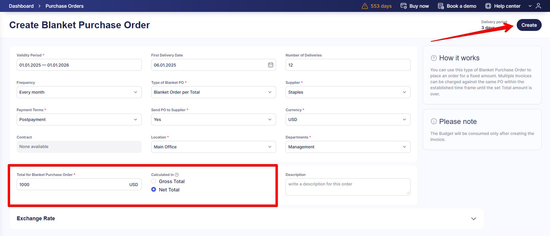 How to Create a Blanket Purchase Order