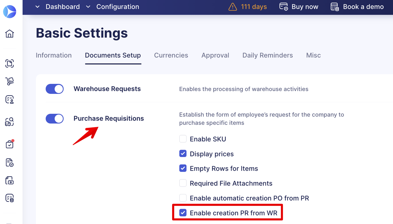 How to Create a Purchase Requisition from a Warehouse Request