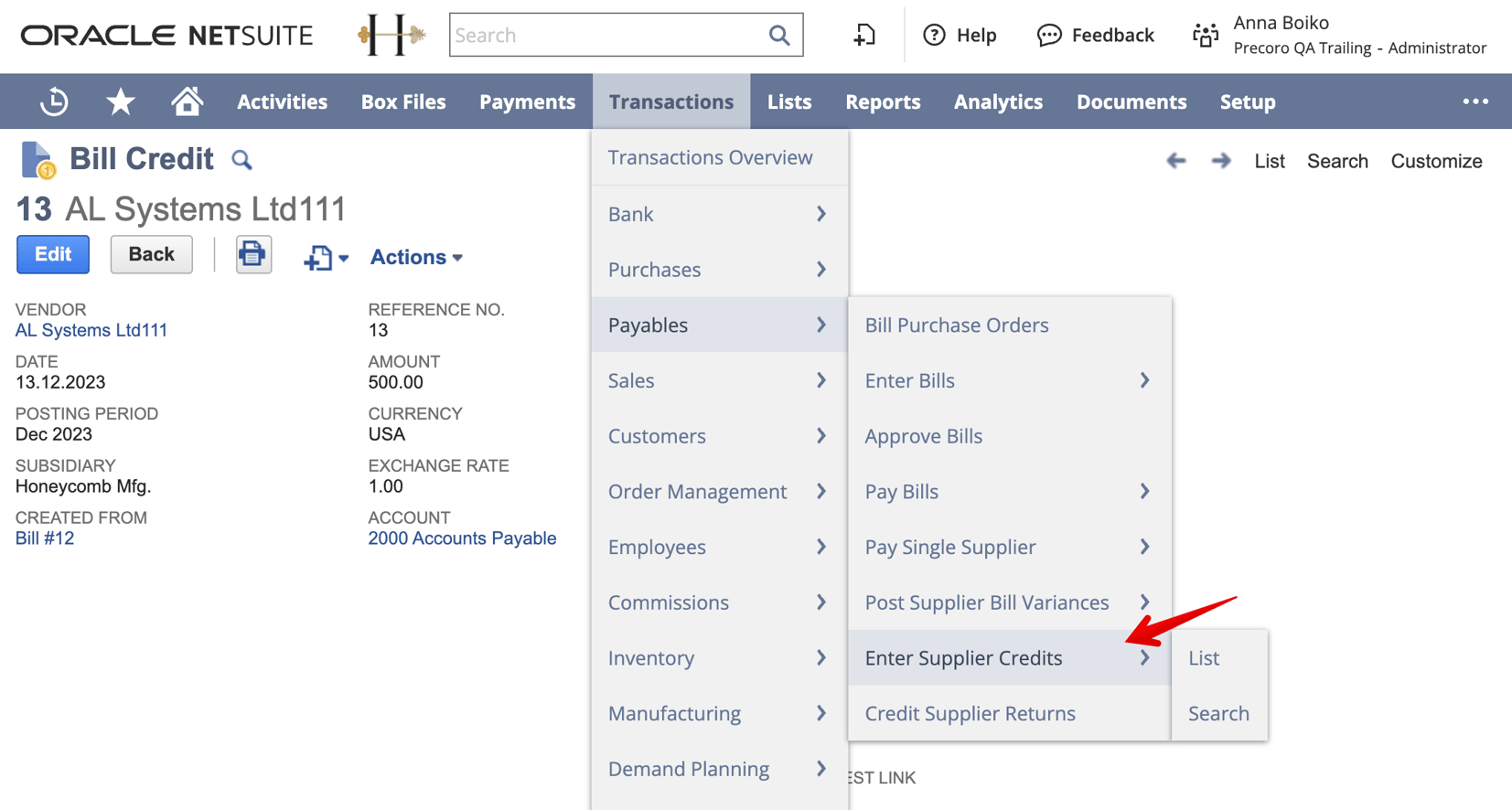 NetSuite Invoices, Payments, and Credit Notes Integration