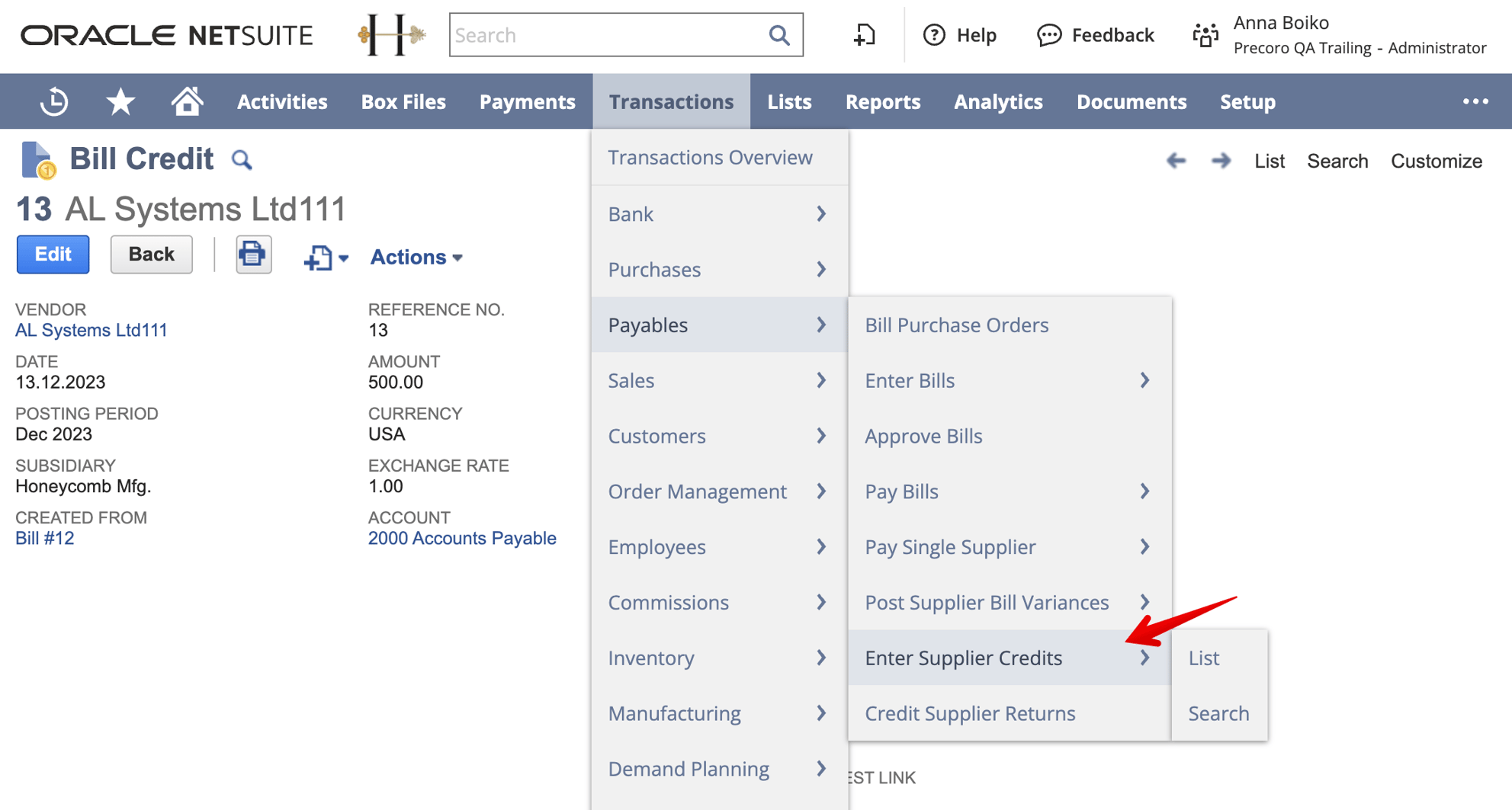 NetSuite Invoices, Payments, and Credit Notes Integration