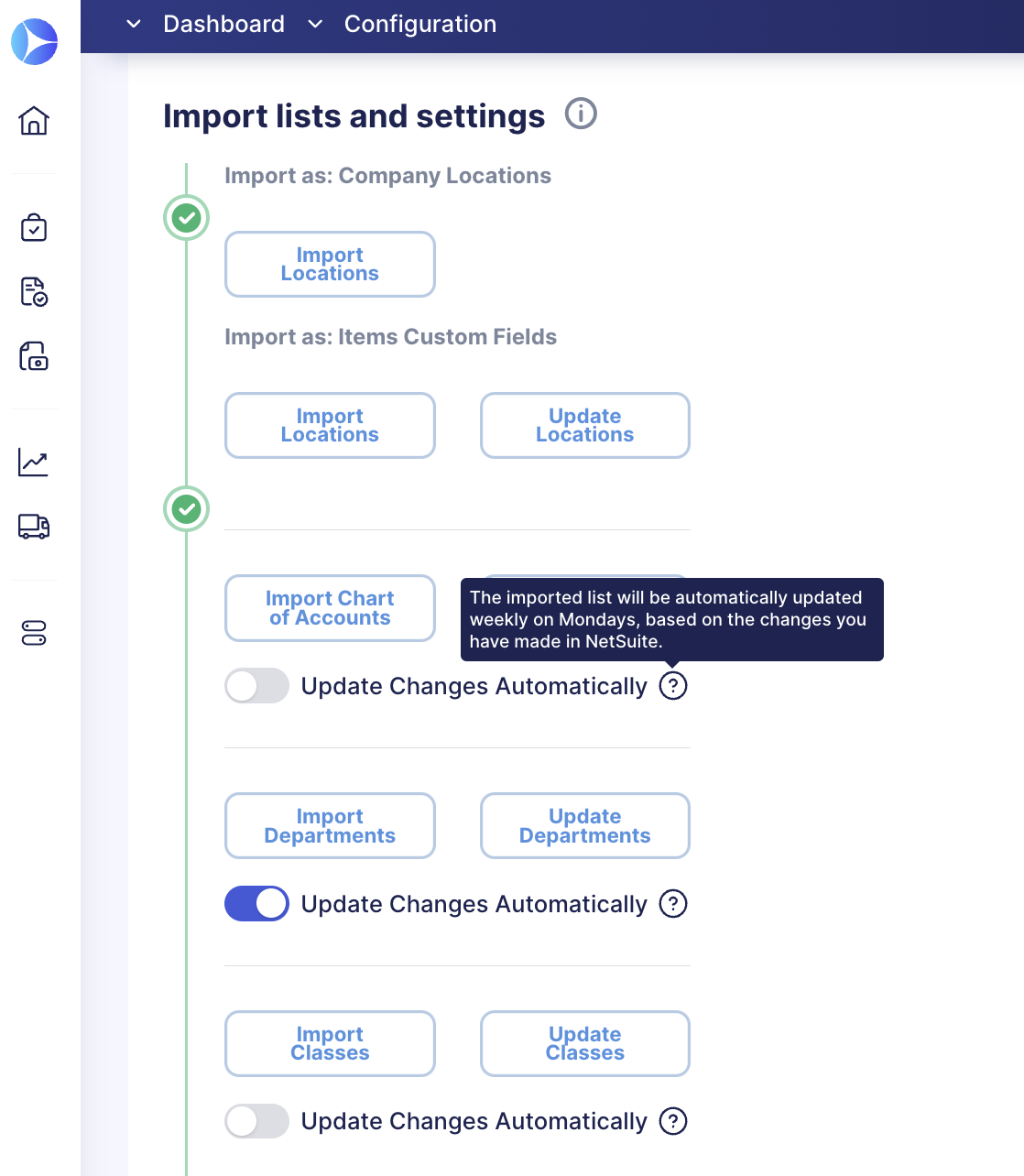 NetSuite Departments Integration