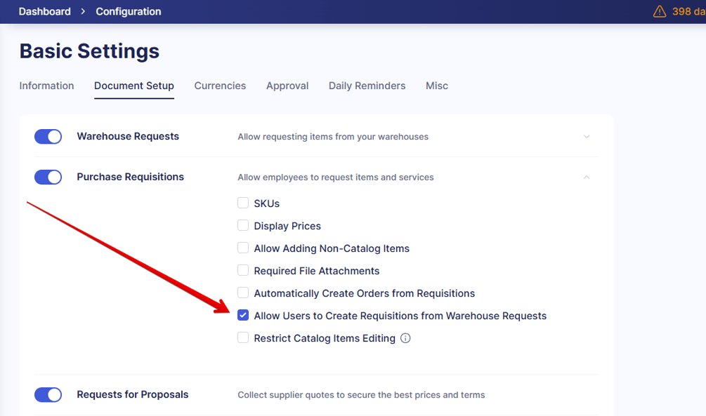 How to Create a Purchase Requisition from a Warehouse Request
