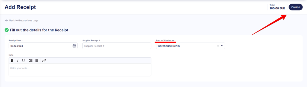 How to Create a Receipt and Track Item Delivery